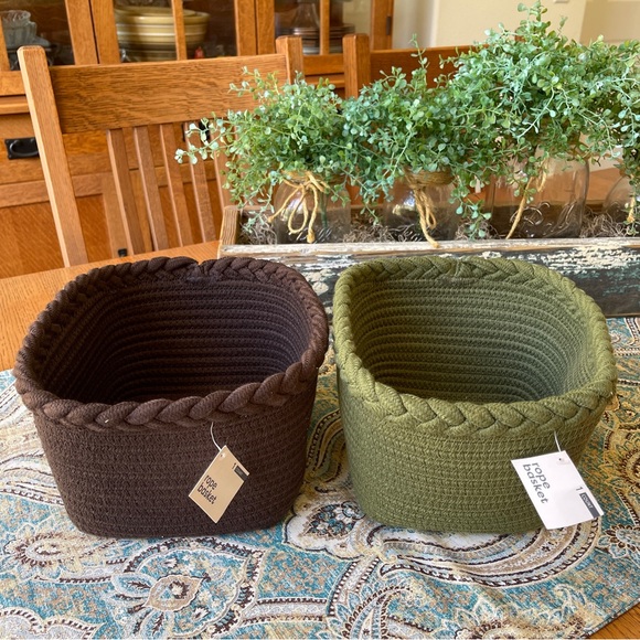 Storage & Organization | 2 Woven Braided Soft Side Baskets Brown Olive ...